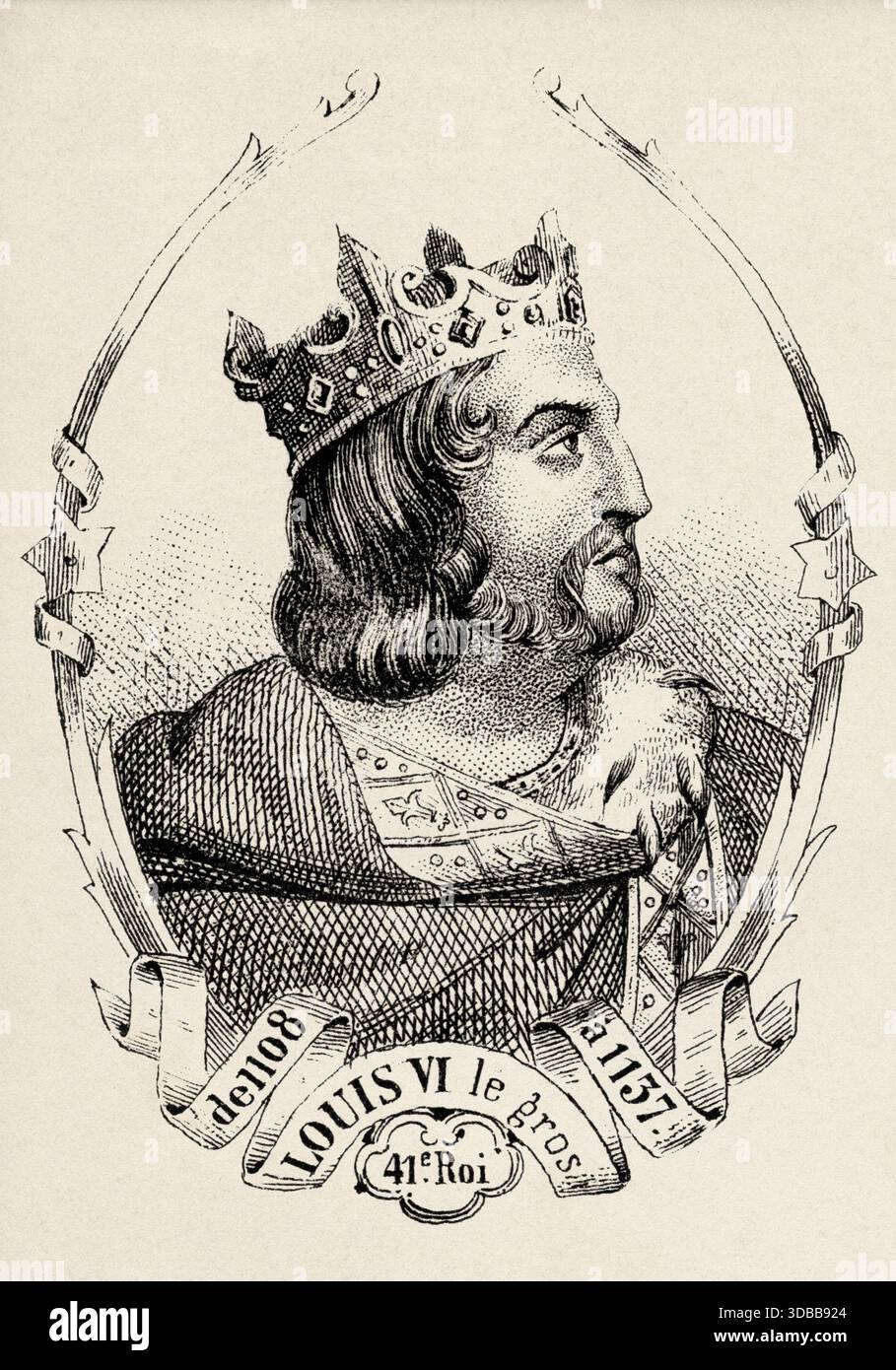 Portrait of Louis VI the Fat (1081-1137) King of the Franks. Ancient ...