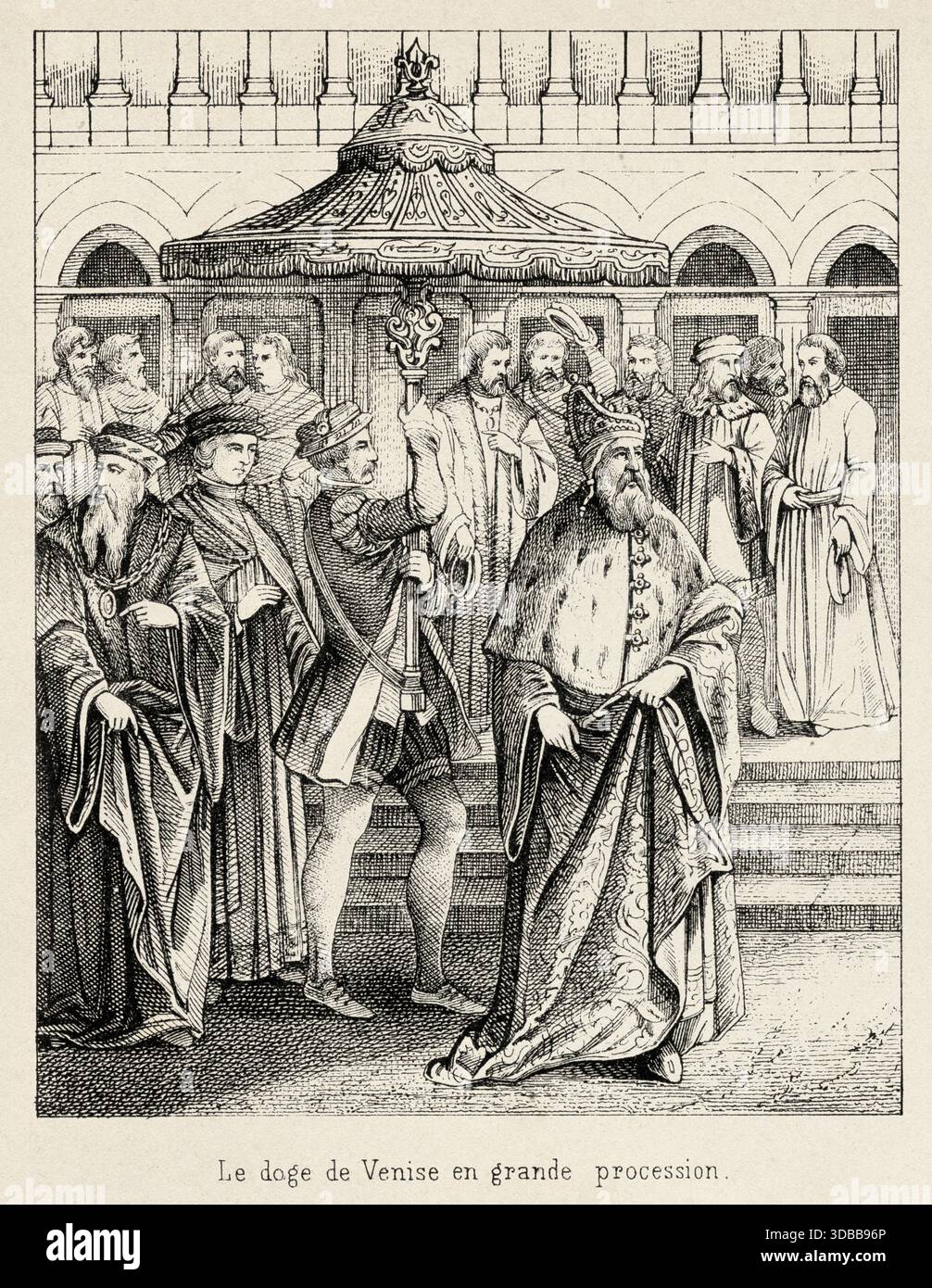 Great Procession of the Doge of Venice, 16th century. Italy. Ancient ...