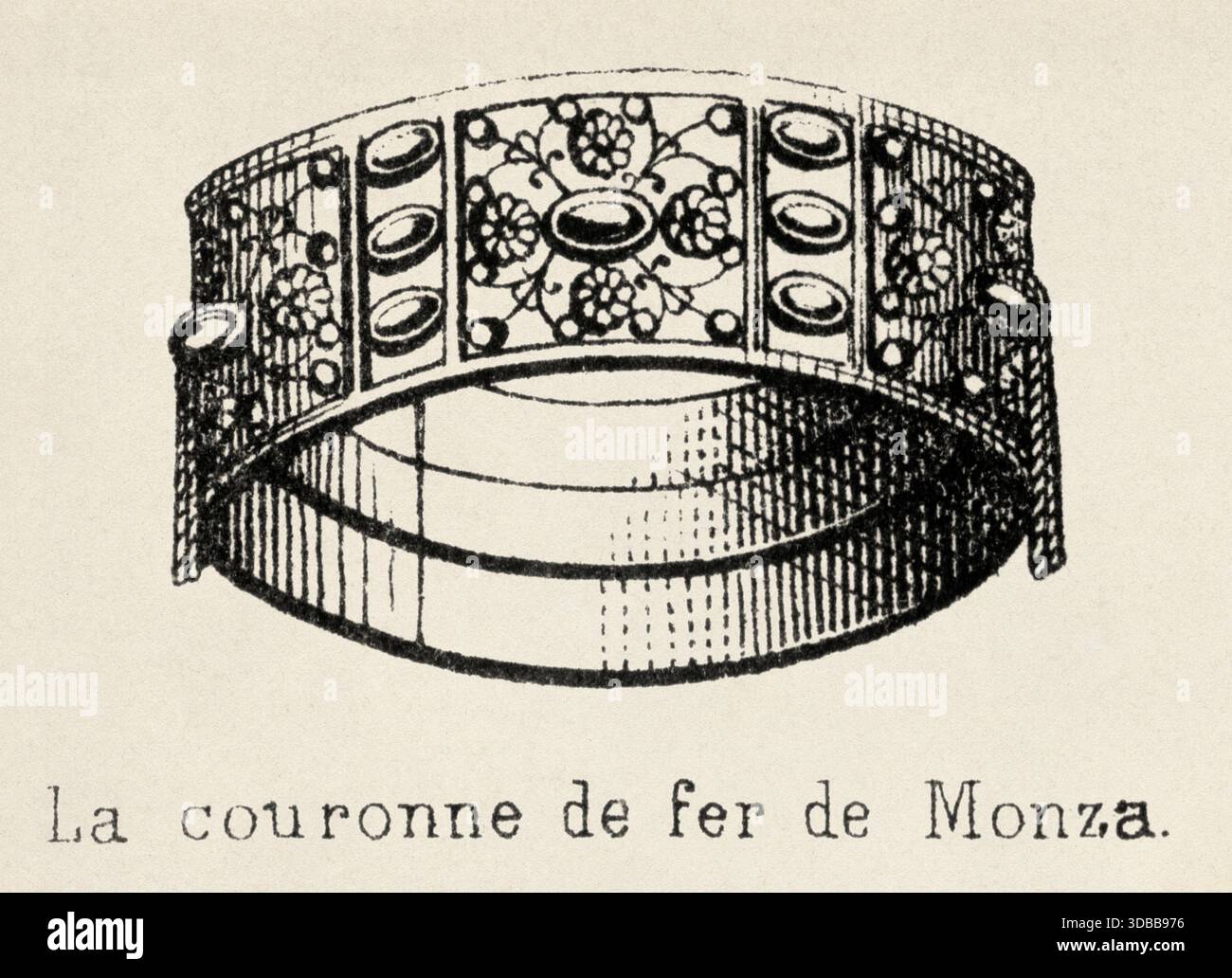 Iron Crown of Lombardy, Monza. Italy. Ancient illustration by Emile ...
