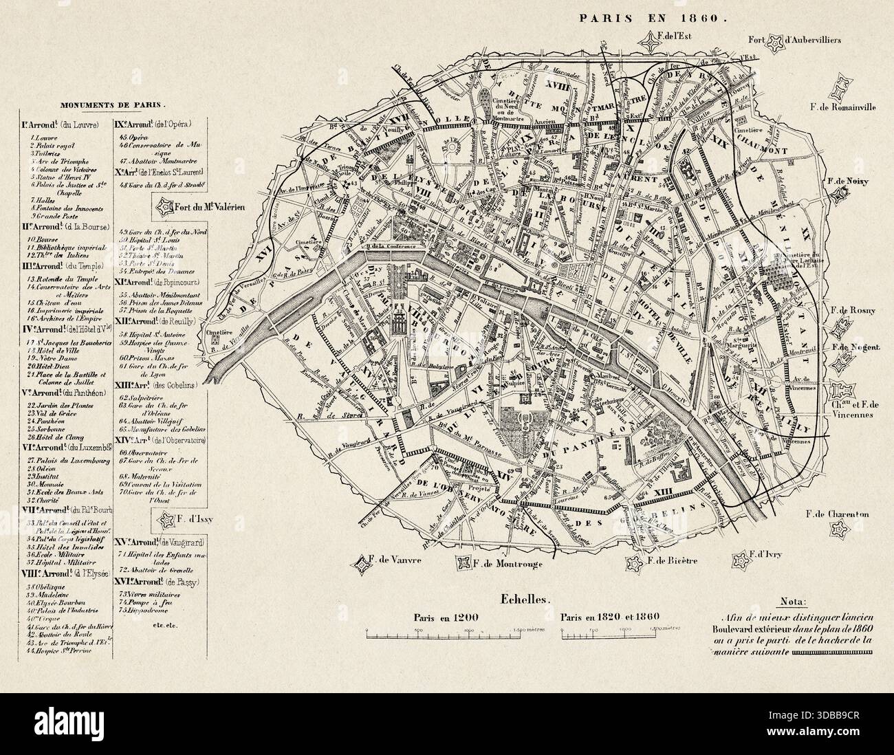 Paris map 19th century hi-res stock photography and images - Alamy