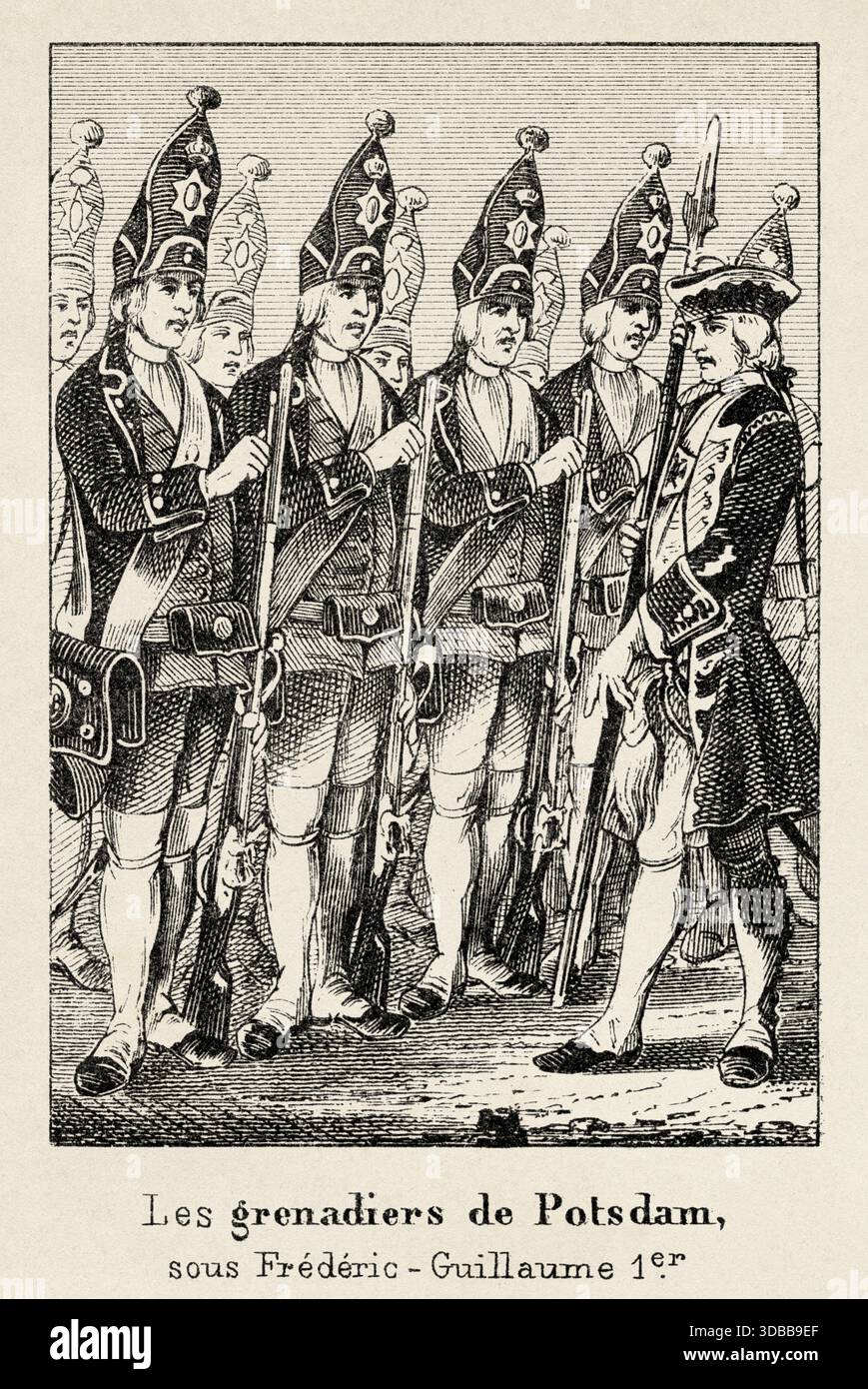 Frederick William I of Prussia (1688 - 1740) inspecting his giant ...