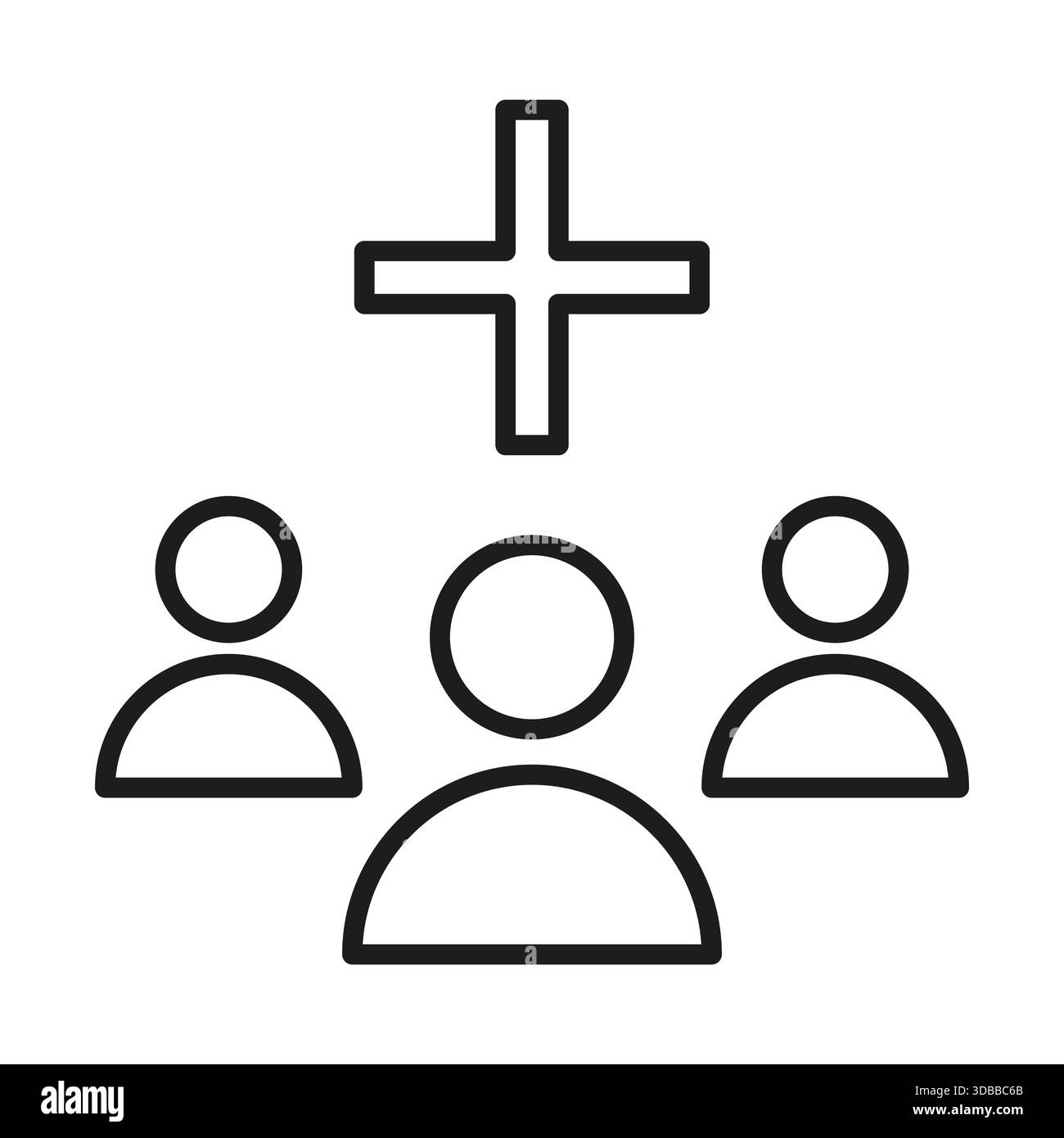 Add group icon. Team members symbol. Plus sign Vector feature. New user ...
