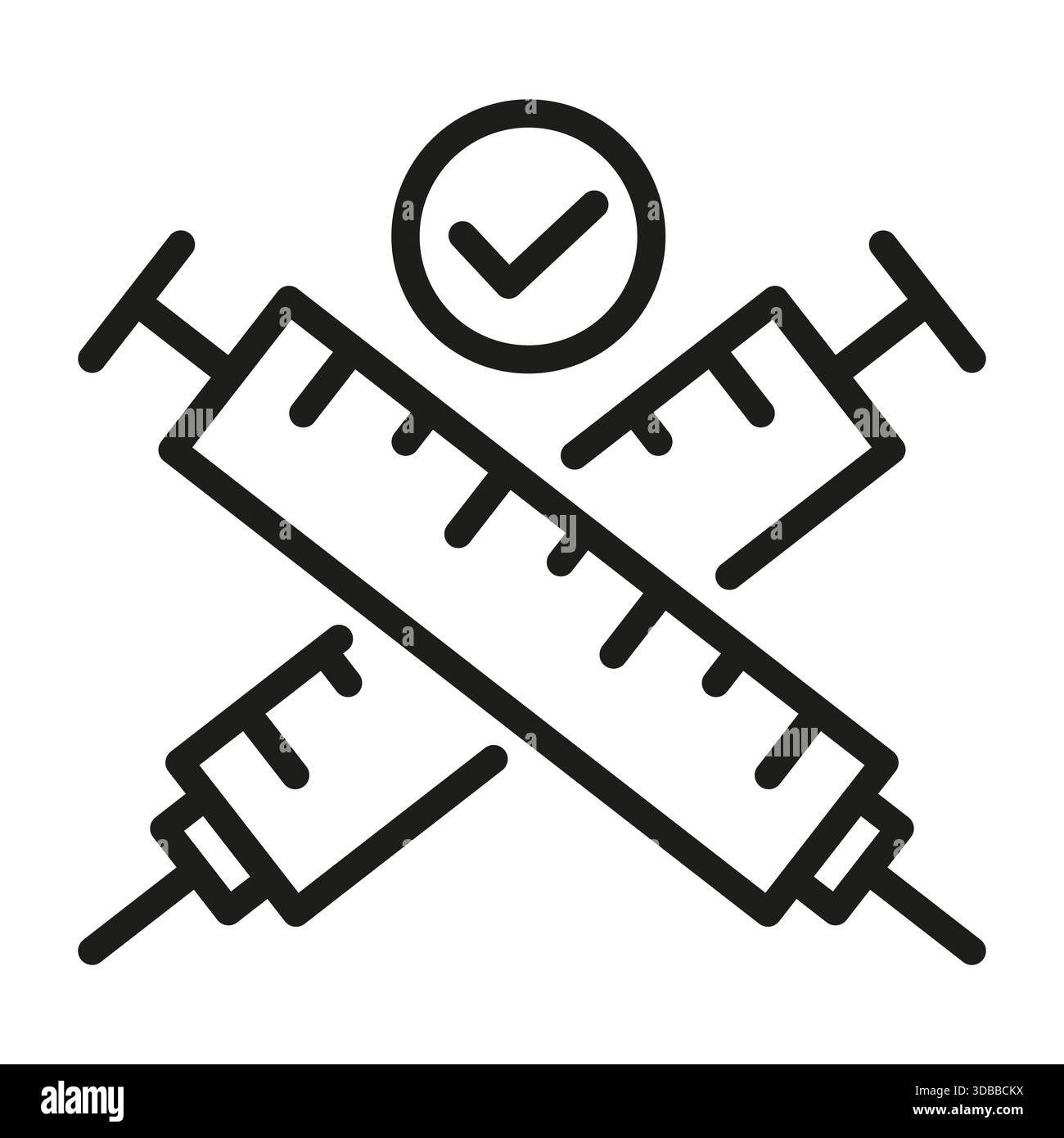 Syringes check illustration. Medical vaccine symbol. Approved injection ...