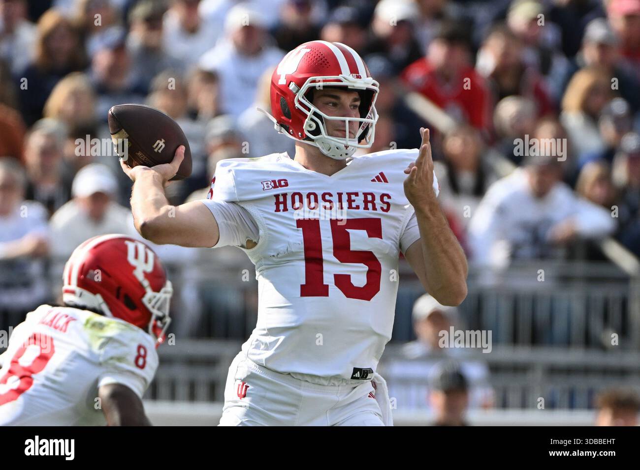 FILE - Indiana quarterback Fernando Mendoza (15) throws a pass during ...