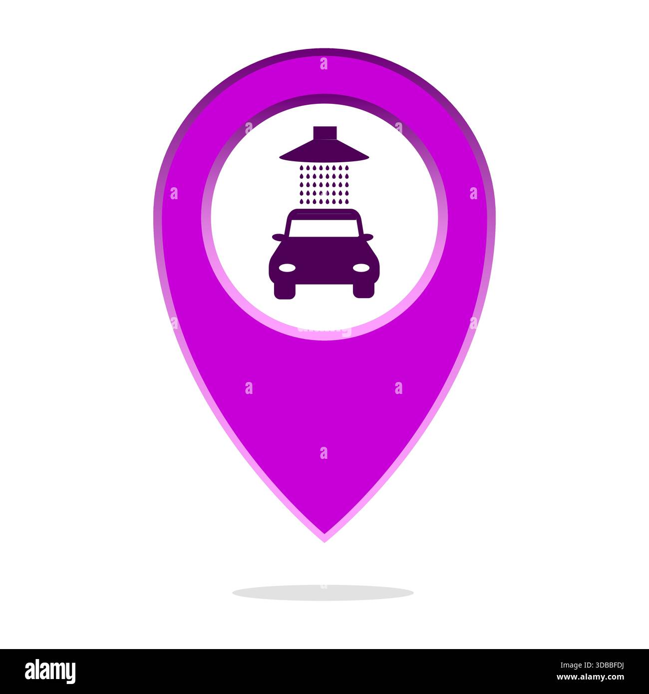 Car wash location pin. Vehicle cleaning vector. Map point symbol ...