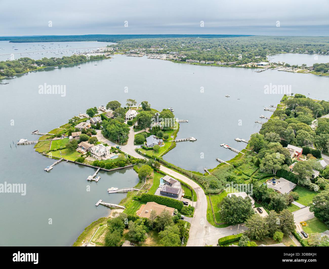 aerial view of waypoint and sag harbor, ny Stock Photo - Alamy