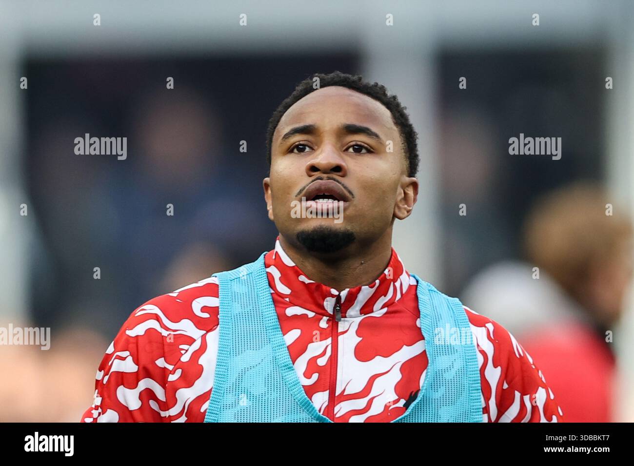 Christopher Nkunku of AC Milan is seen during the warm-up before the ...