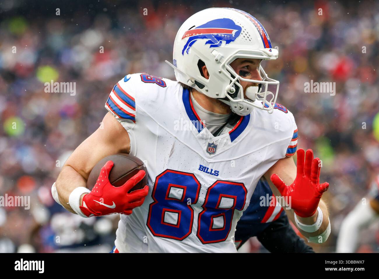Buffalo Bills tight end Dawson Knox (88) carries the ball during the ...