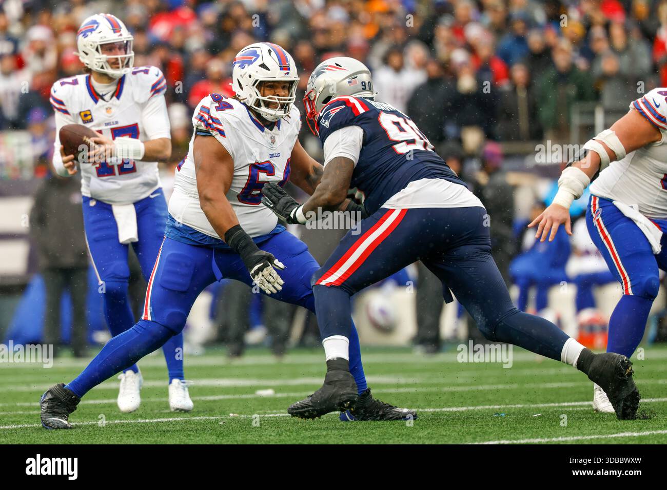 Buffalo Bills guard O'Cyrus Torrence (64) protects quarterback Josh ...