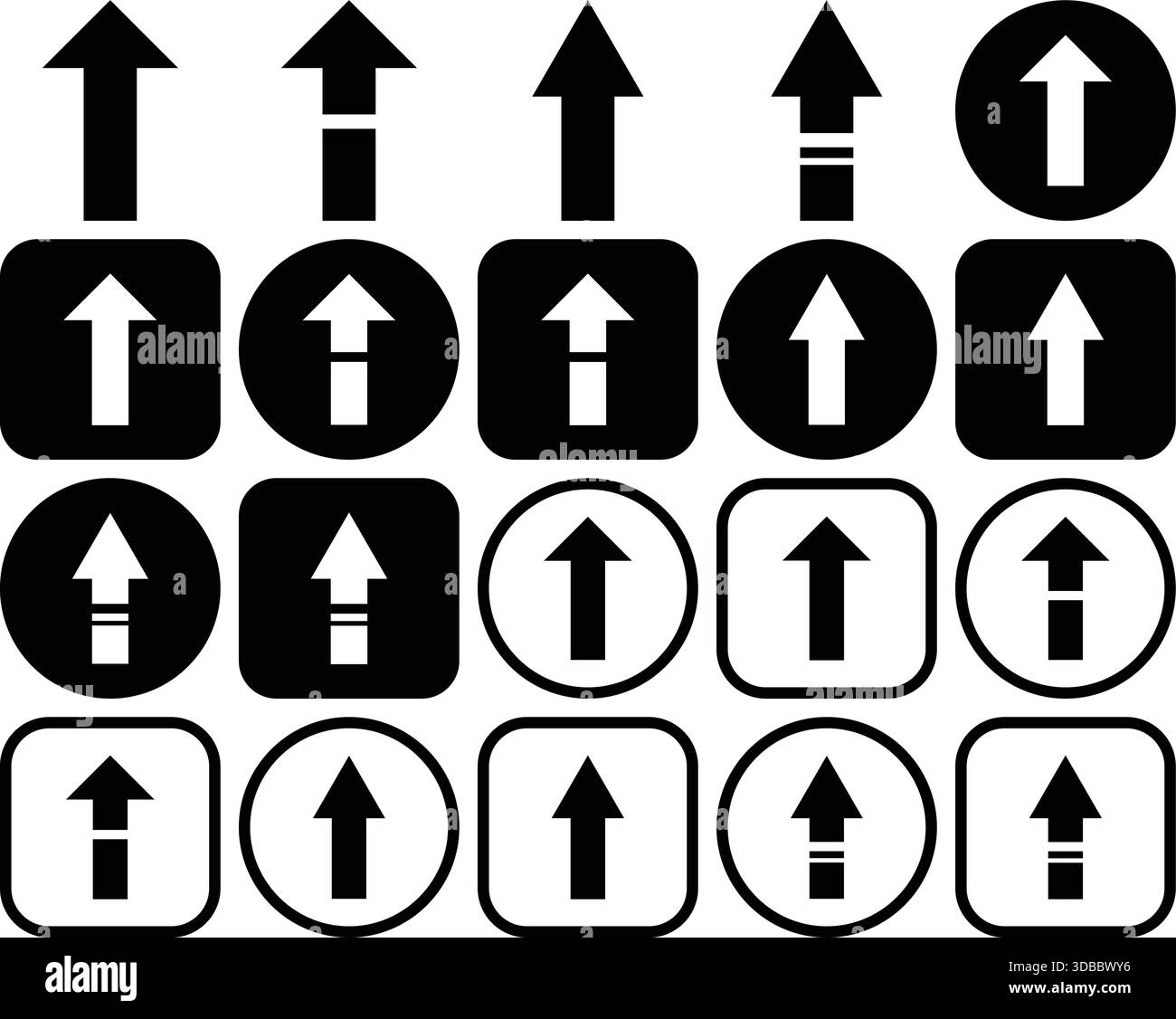 Upward direction arrow icons in square and circular shapes Stock Vector ...