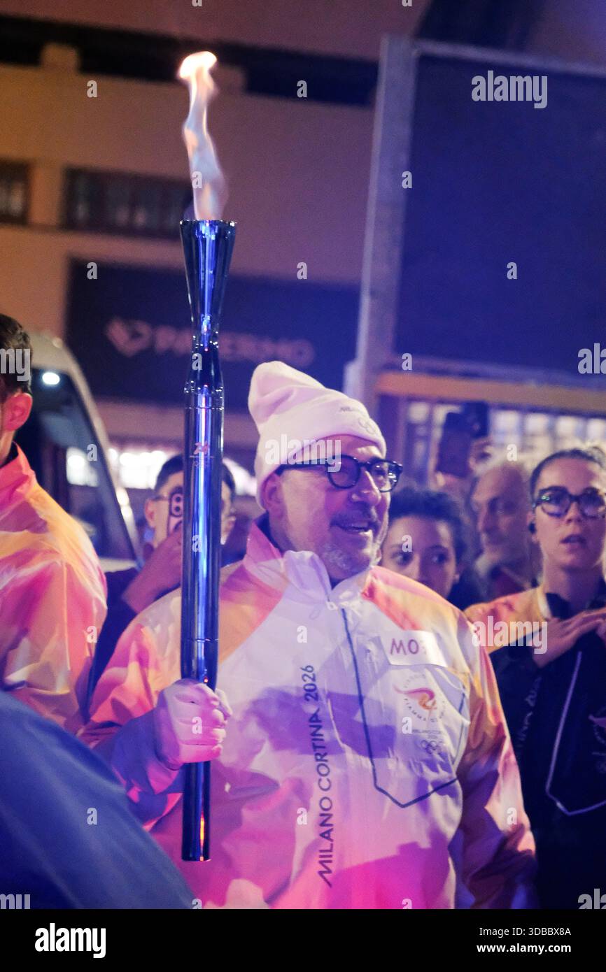 The Olympic Torch arrives in Palermo during the Olympic Torch Relay for the Olympic Winter Games ...