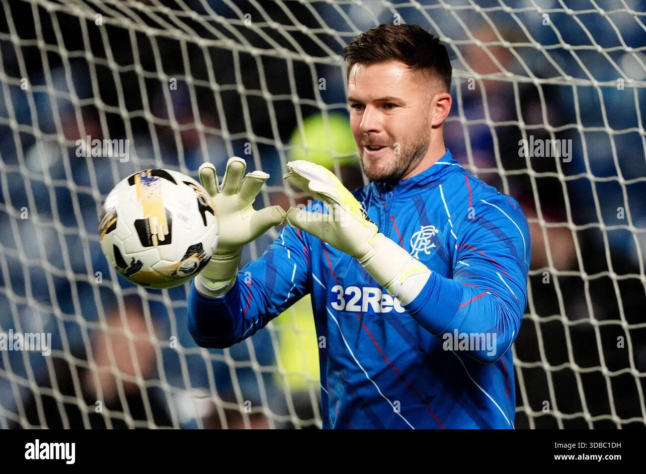 Rangers goalkeeper Jack Butland warms up before the William Hill ...