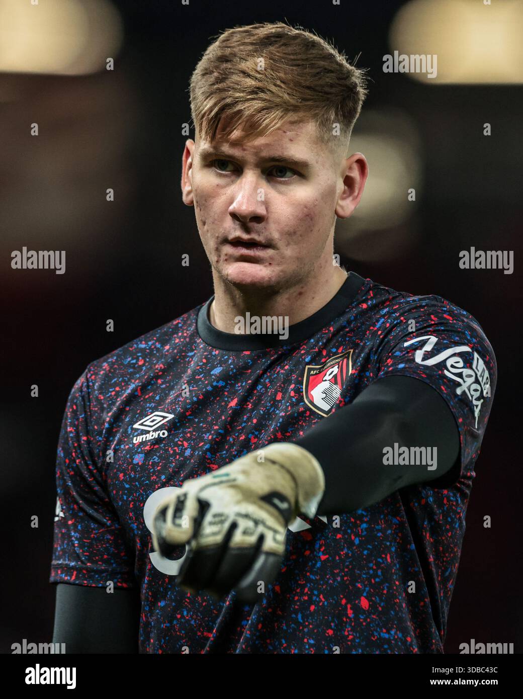 Bournemouth goalkeeper Callan McKenna in the pregame warmup session ...