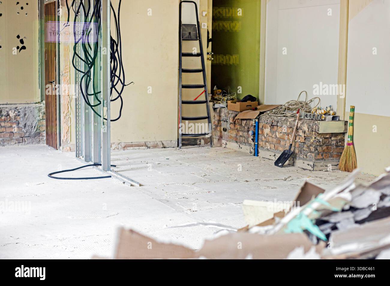 Renovation work to the premises. Demolition of an interior wall Stock ...