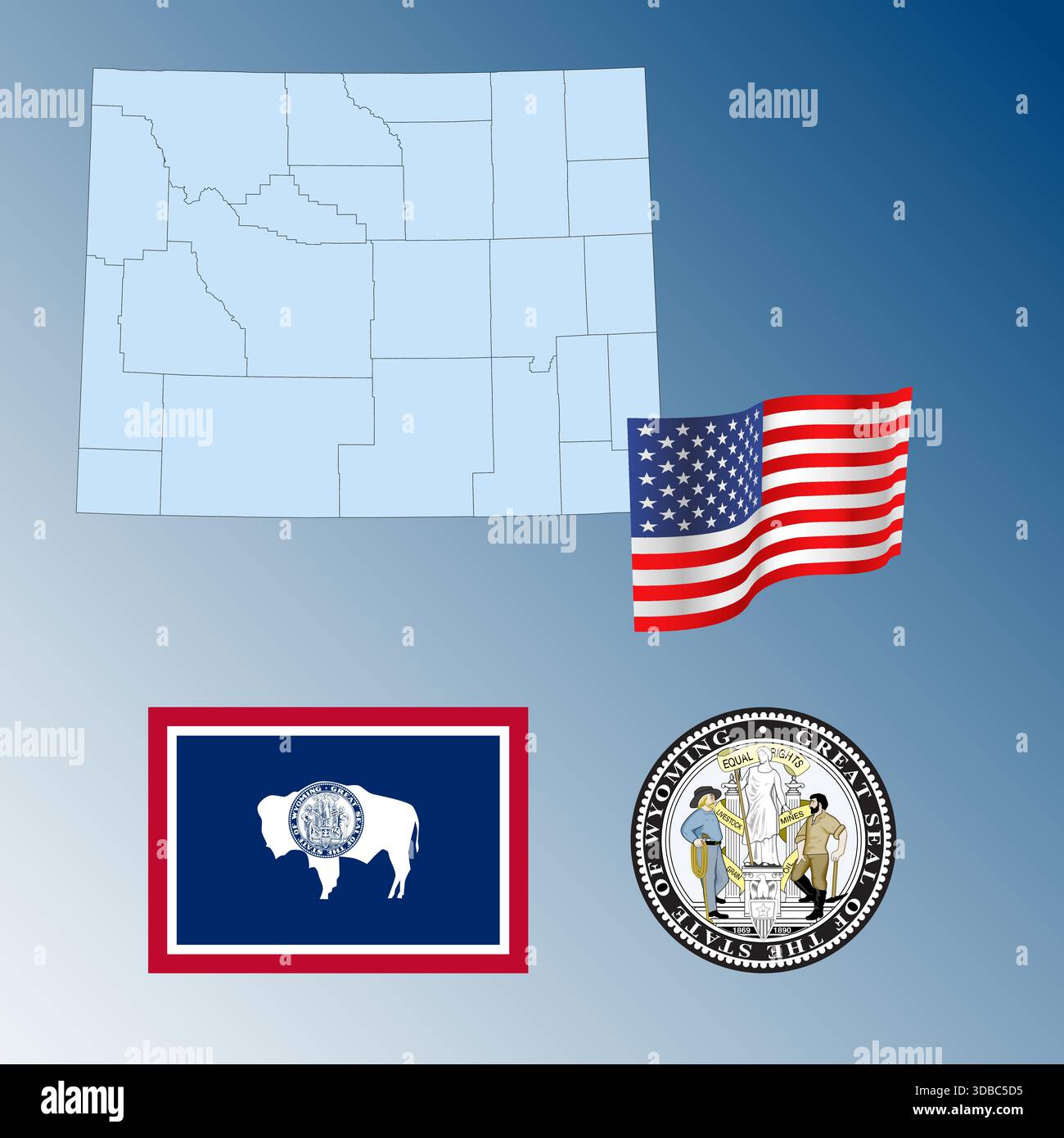 Wyoming state counties map flag coat Stock Vector Images - Alamy