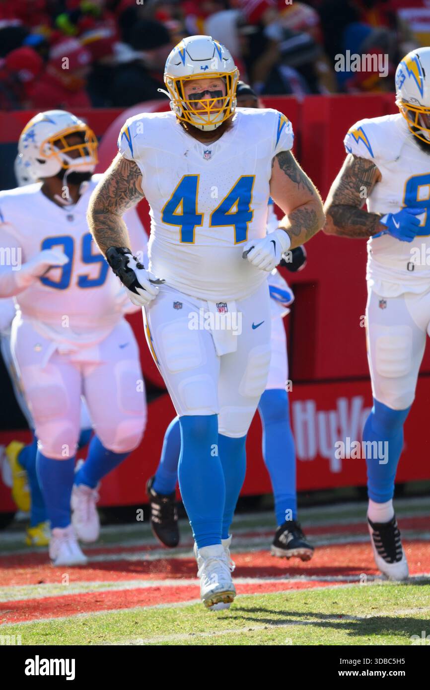 Los Angeles Chargers fullback Scott Matlock (44) comes onto the field ...