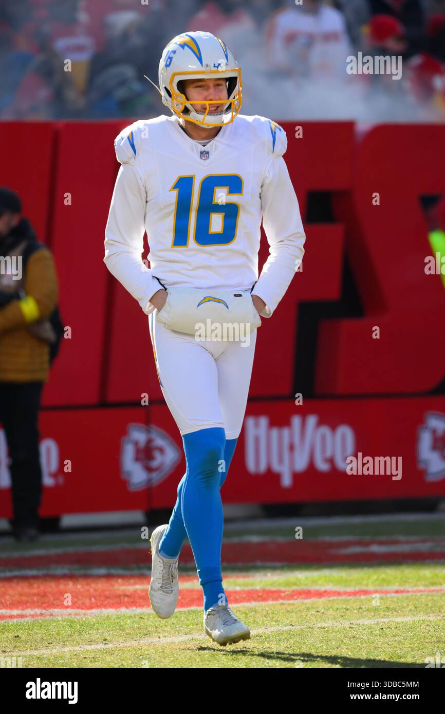 Los Angeles Chargers punter JK Scott comes onto the field during ...