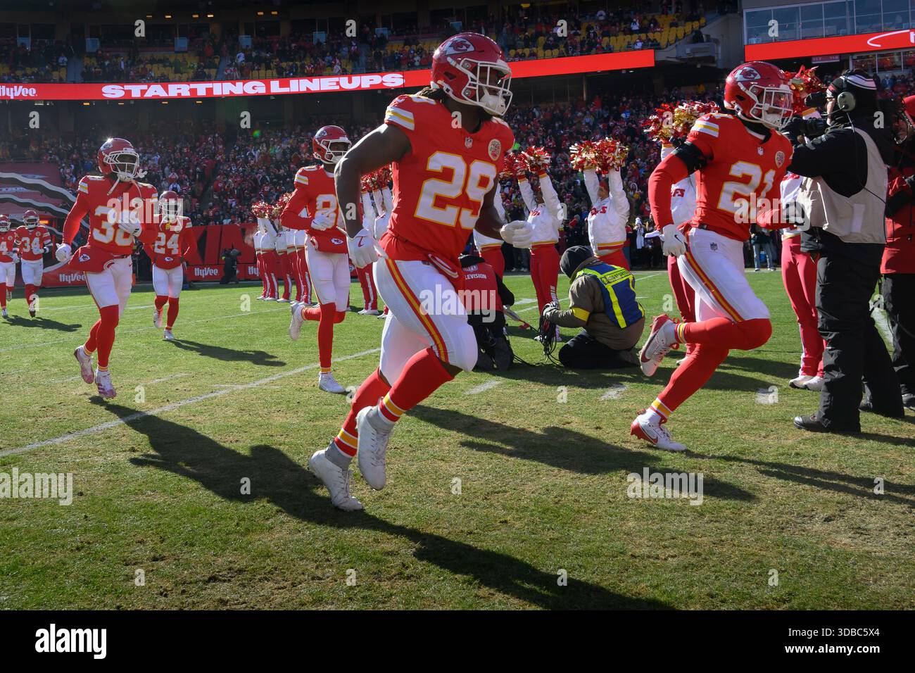 Kansas City Chiefs running back Kareem Hunt (29) and teammates come ...