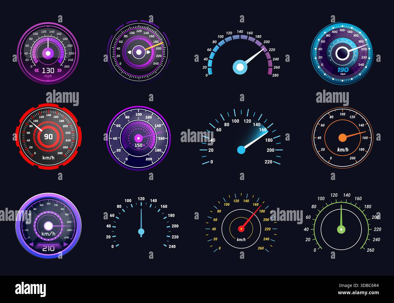 Digital speedometer. Odometer, tachometer speed gauge motorcycle race ...