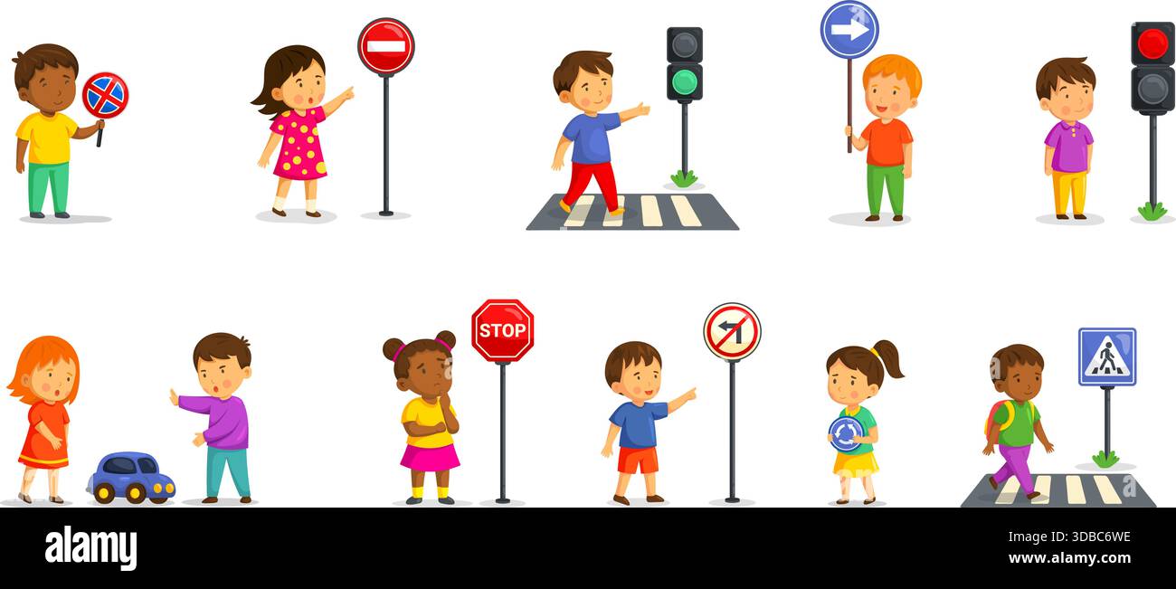 Crossing guard help kids Stock Vector Images - Alamy