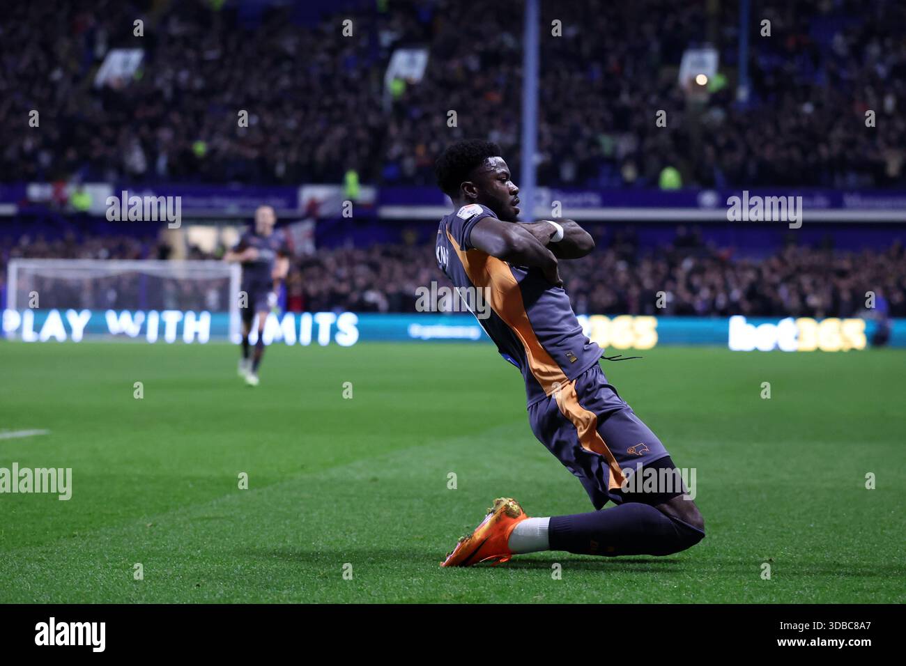 Derby County's Patrick Agyemang celebrates scoring their side's first ...