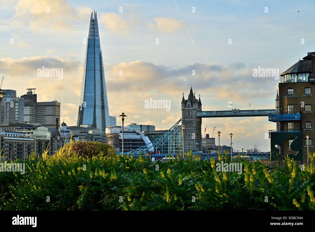 The Shard and Tower Bridge Overlooking River Thames Sunset Stock Photo ...