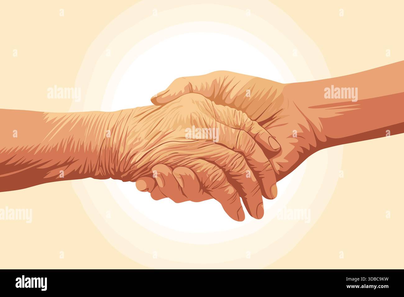 Helping hand intergenerational connection Stock Vector Images - Alamy