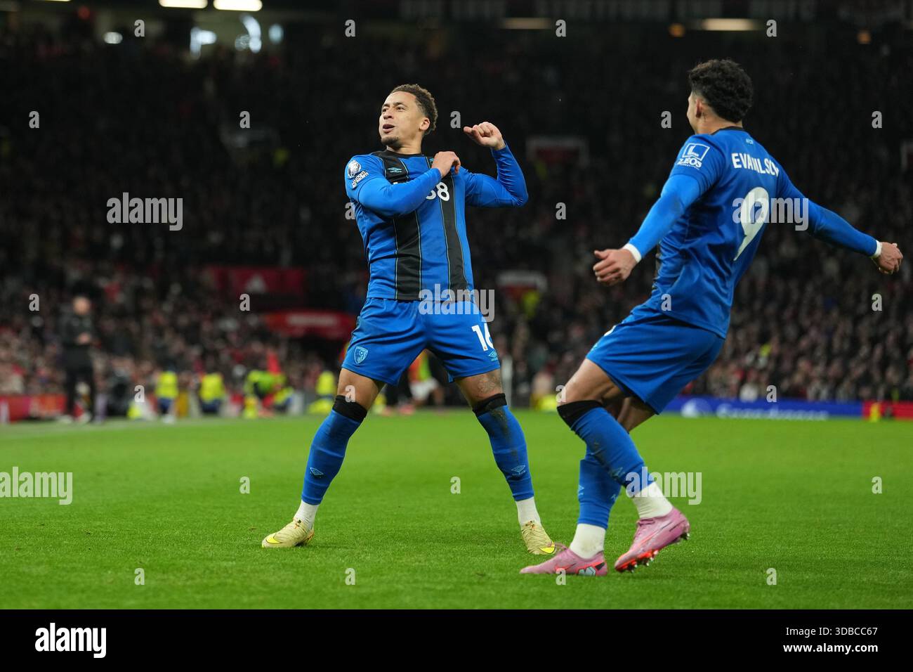 Bournemouth's Marcus Tavernier, left, and Evanilson celebrate a goal ...