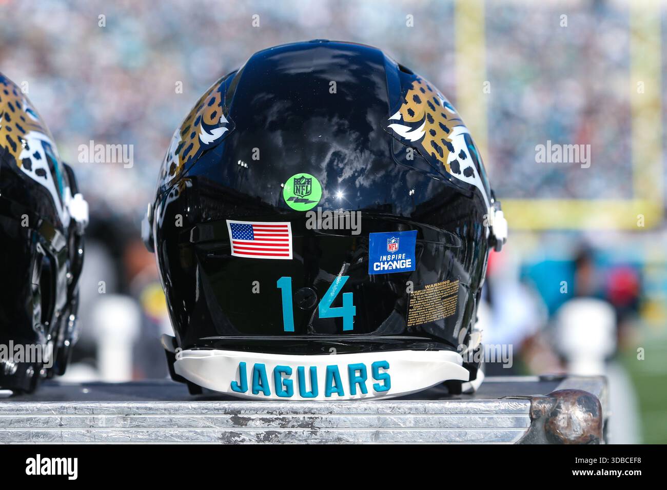 Jacksonville Jaguars quarterback Nick Mullens's helmet displays the ...