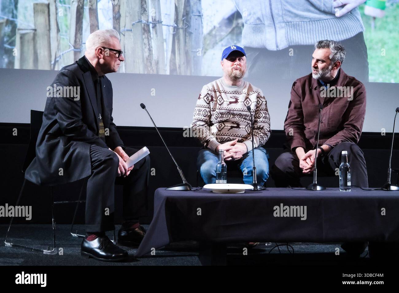 London, UK. 15 December 2025. Mark Kermode, Tim Key and James Griffiths ...