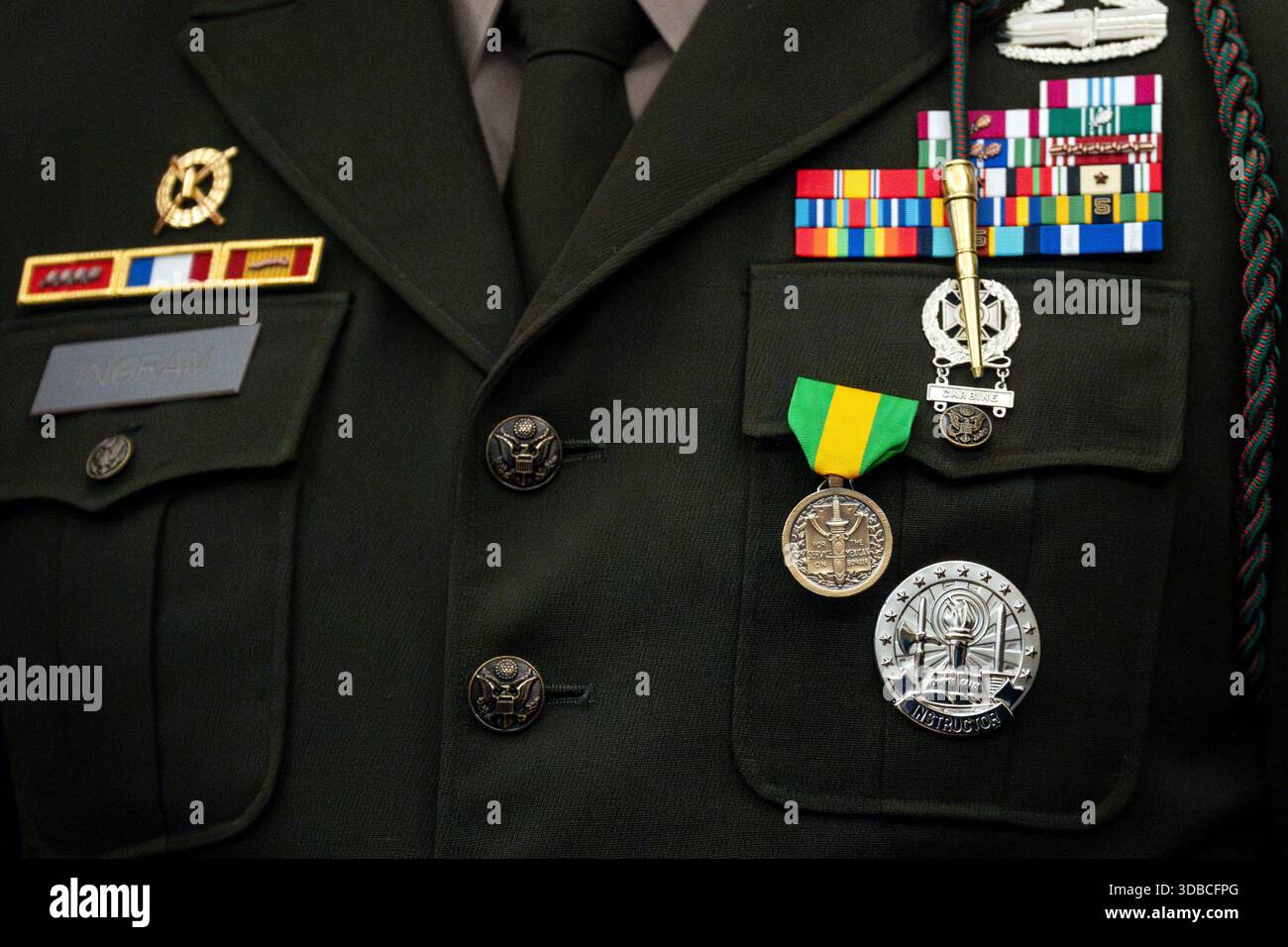 The yellow and green Mexican Border Defense Medal is seen during a ...