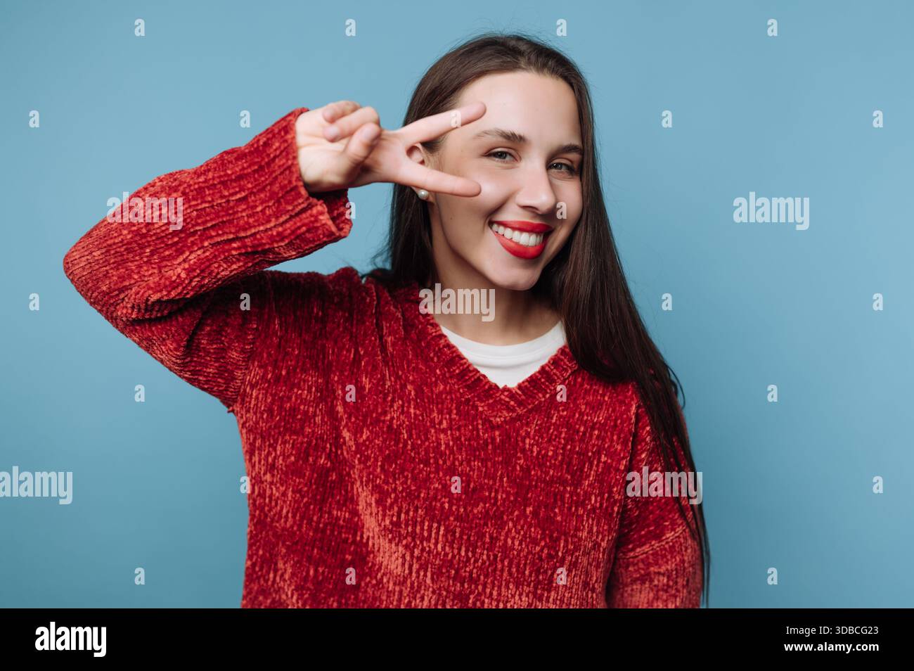 Woman raises hand gestures hi-res stock photography and images - Alamy
