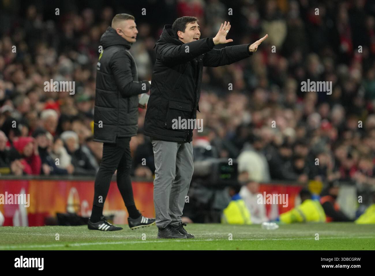 Bournemouth's head coach Andoni Iraola gives instructions during a ...