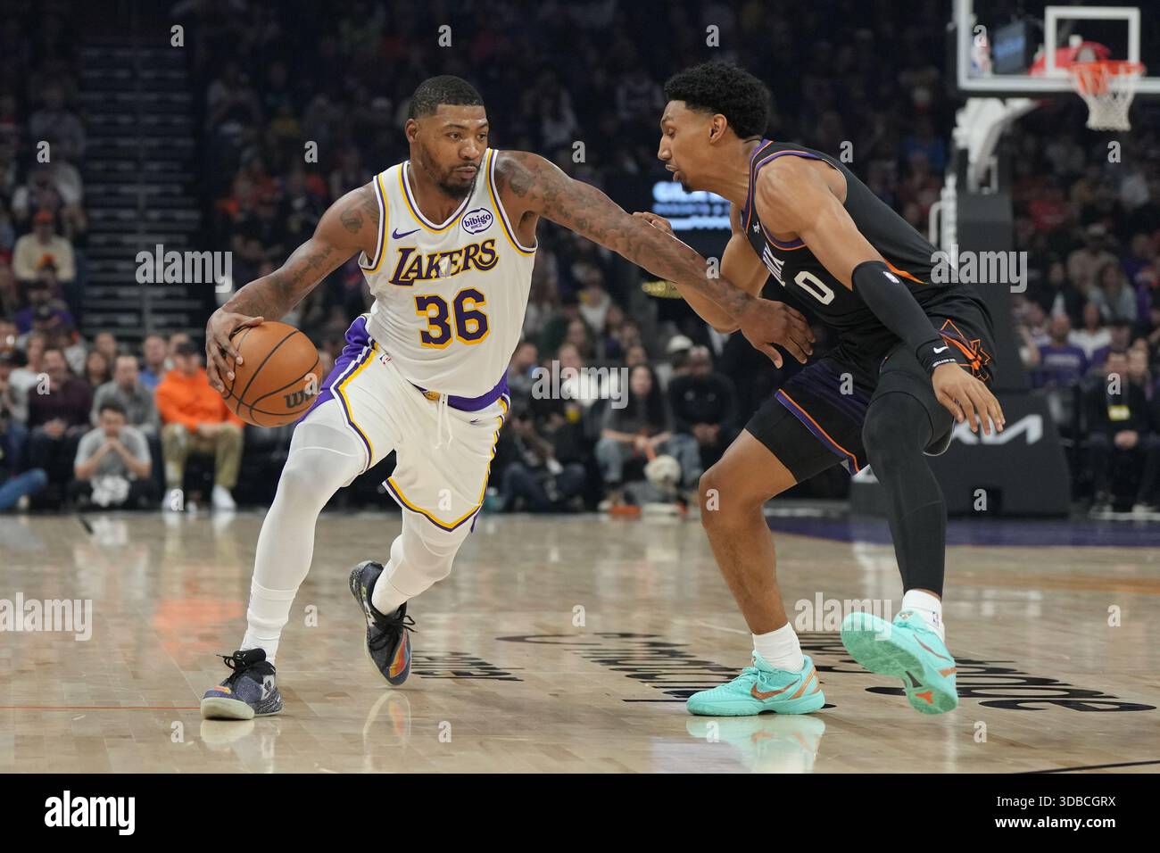 Los Angeles Lakers guard Marcus Smart (36) against the Phoenix Suns ...