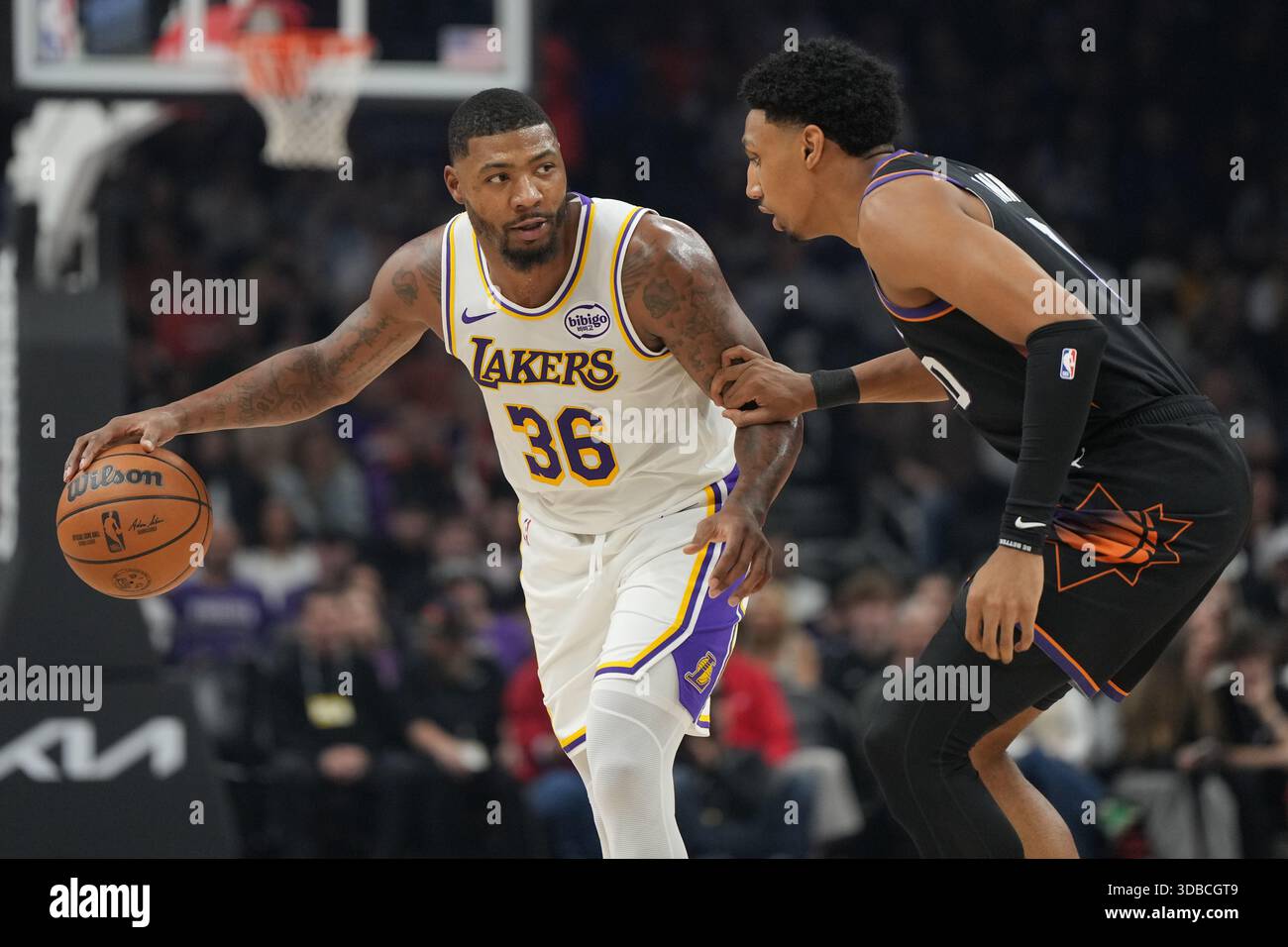 Los Angeles Lakers guard Marcus Smart (36) against the Phoenix Suns ...