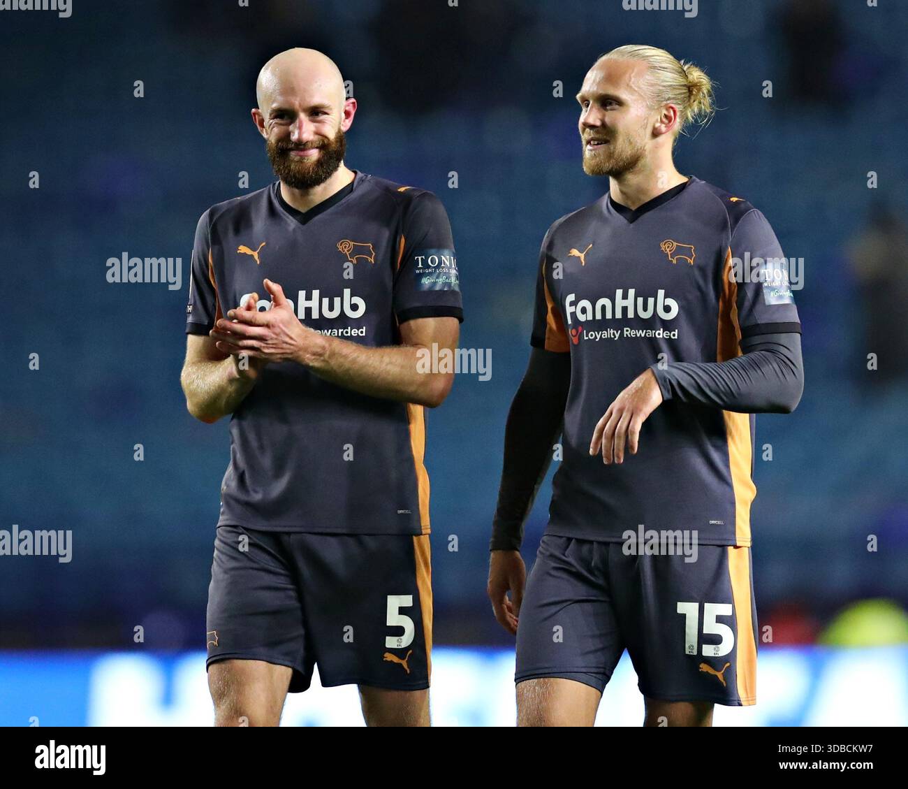 Matt Clarke of Derby County and Lars-Jorgen Salvesen of Derby County ...