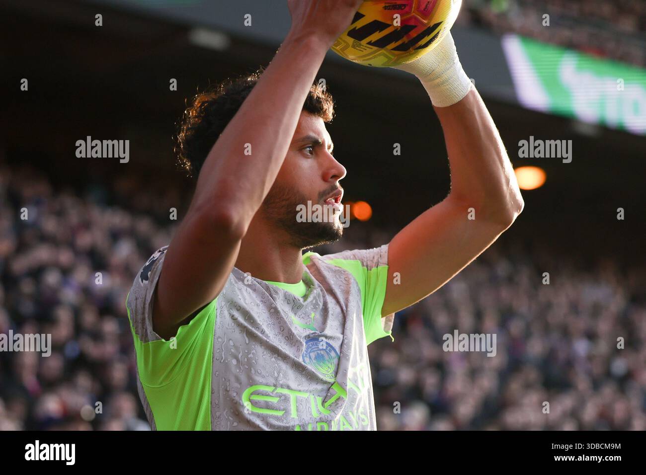 Manchester City midfielder Matheus Nunes (27) prepares to take a throw ...