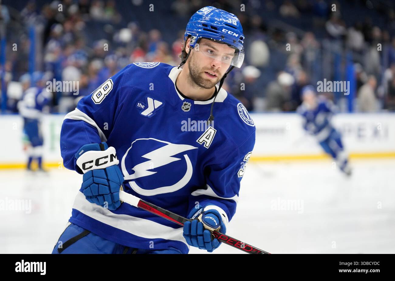 Tampa Bay Lightning left wing Brandon Hagel (38) before an NHL hockey ...