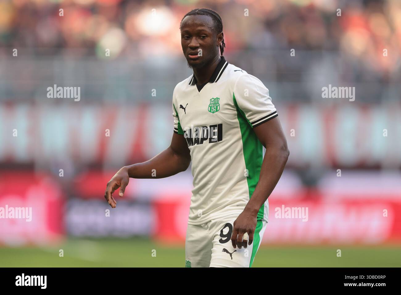 Milan, Italy, 14th December 2025. Ismael Kone of US Sassuolo reacts during the AC Milan vs ...