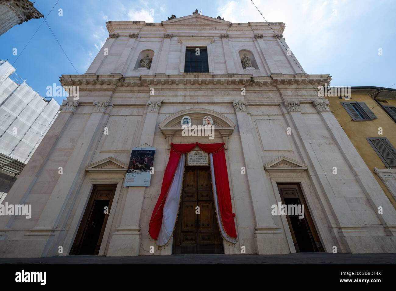 Low-angle view of the Baroque marble façade of the Basilica of Saint ...