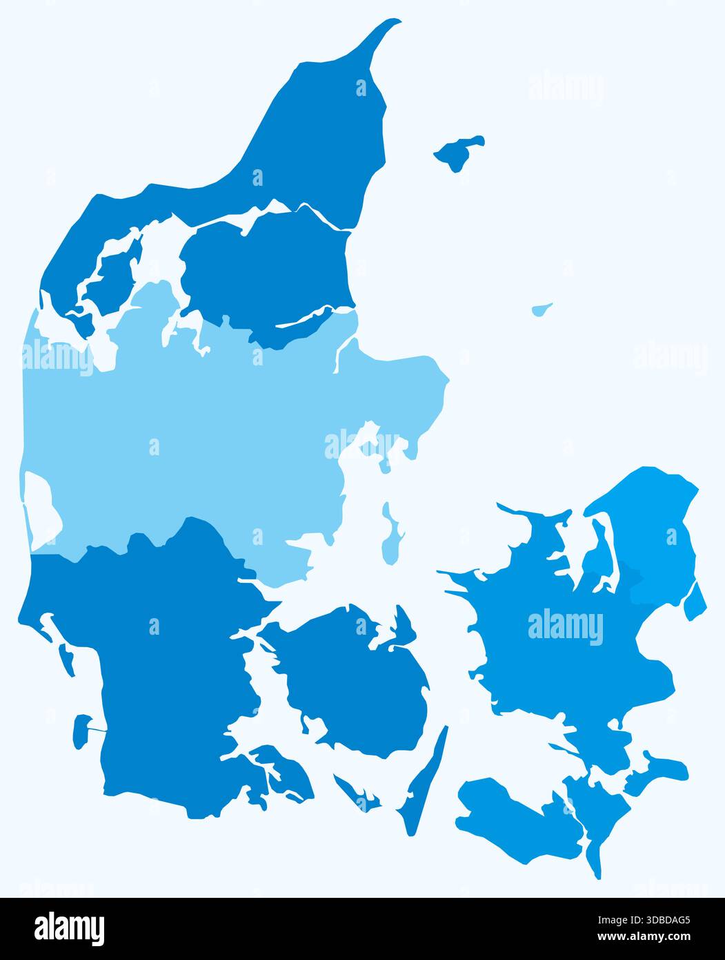 Map of Denmark with regions. Just a simple country border map with ...