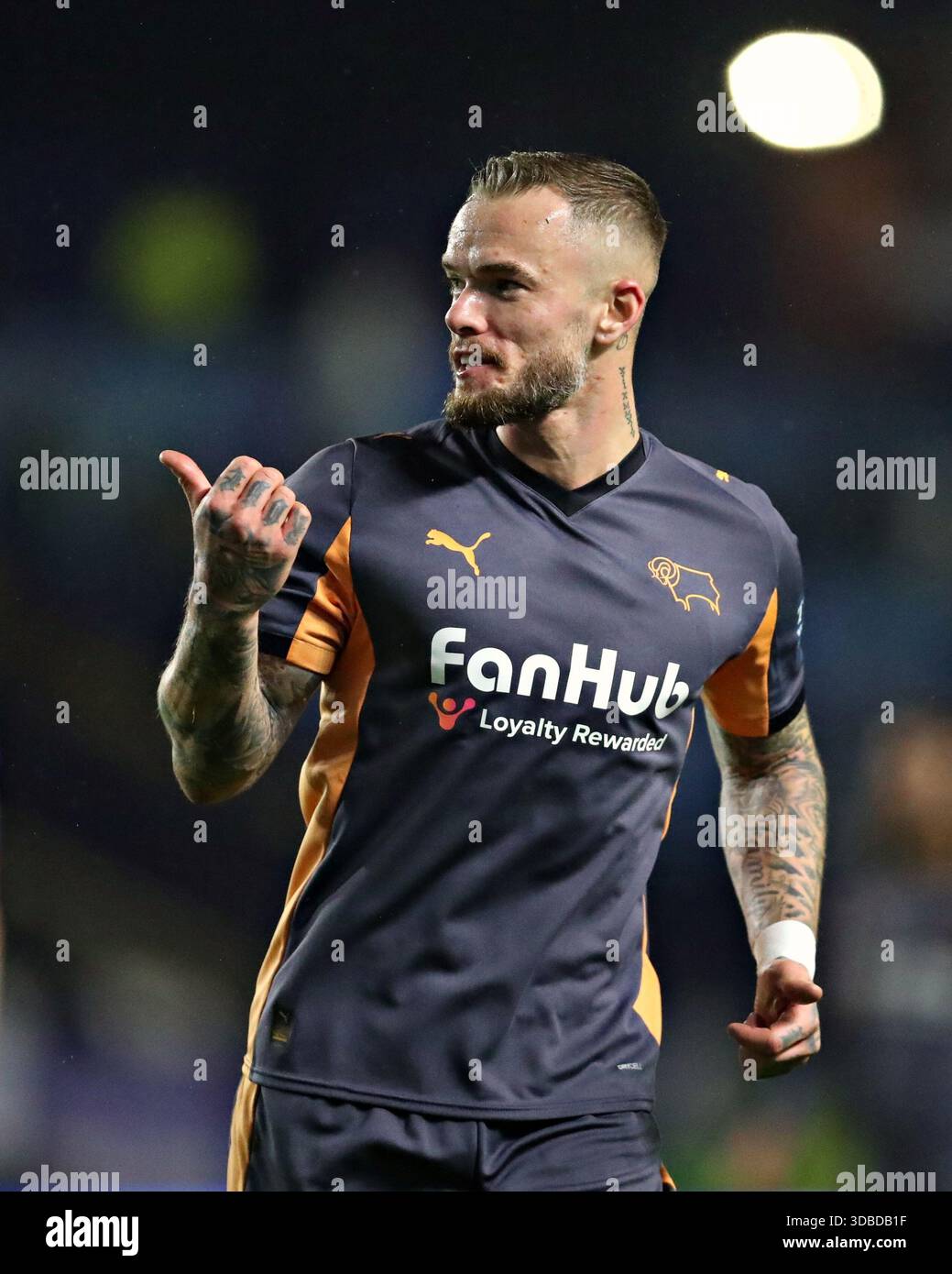 Joe Ward of Derby County during the Sky Bet Championship match ...