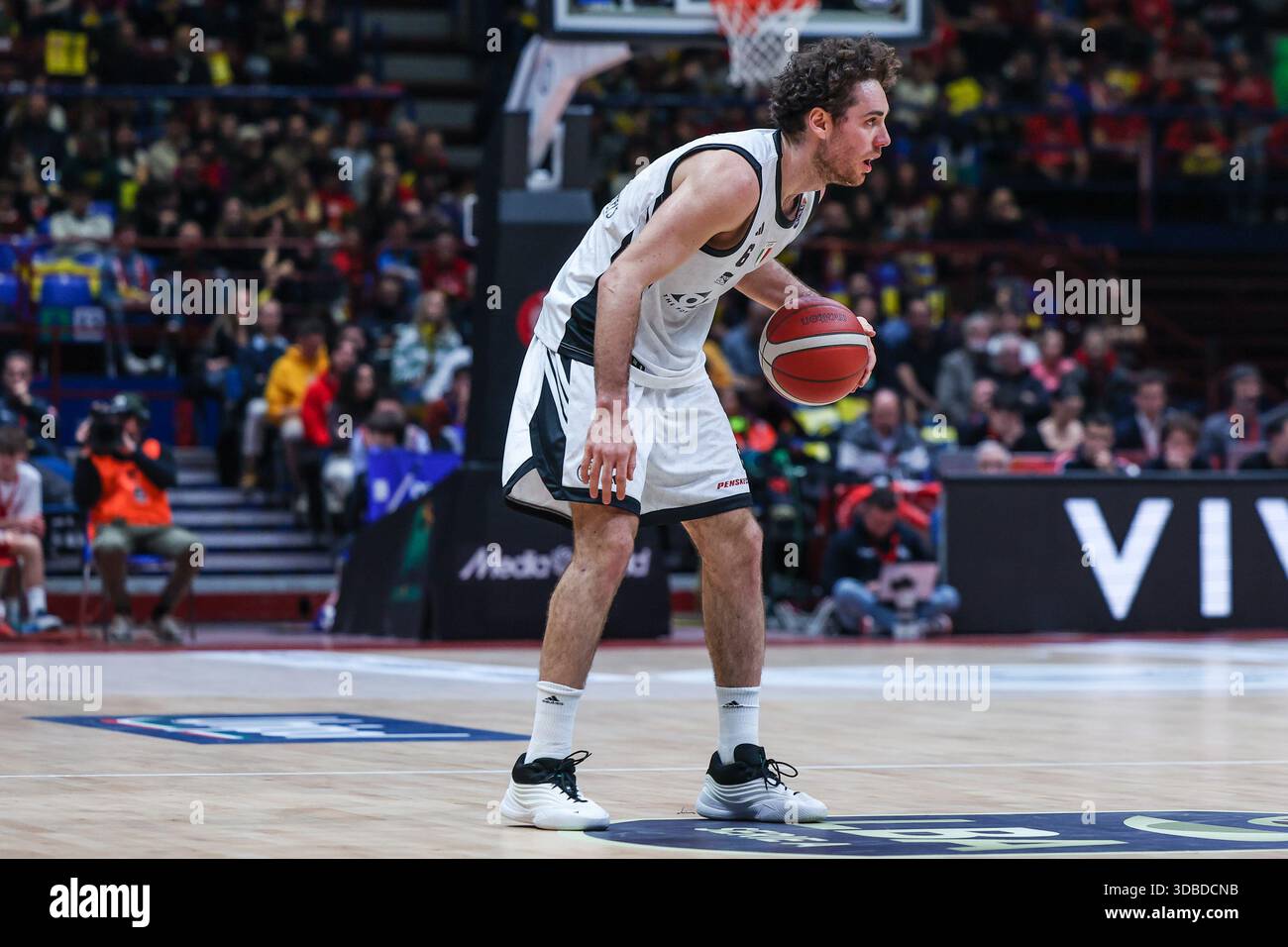 Alessandro Pajola of Virtus Olidata Bologna is seen in action during ...