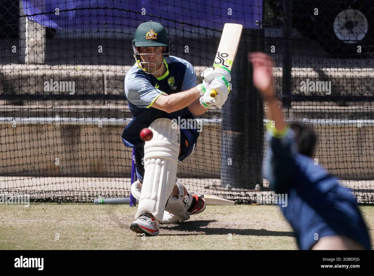 Australia's Josh Inglis bats during a nets session at the Adelaide Oval ...