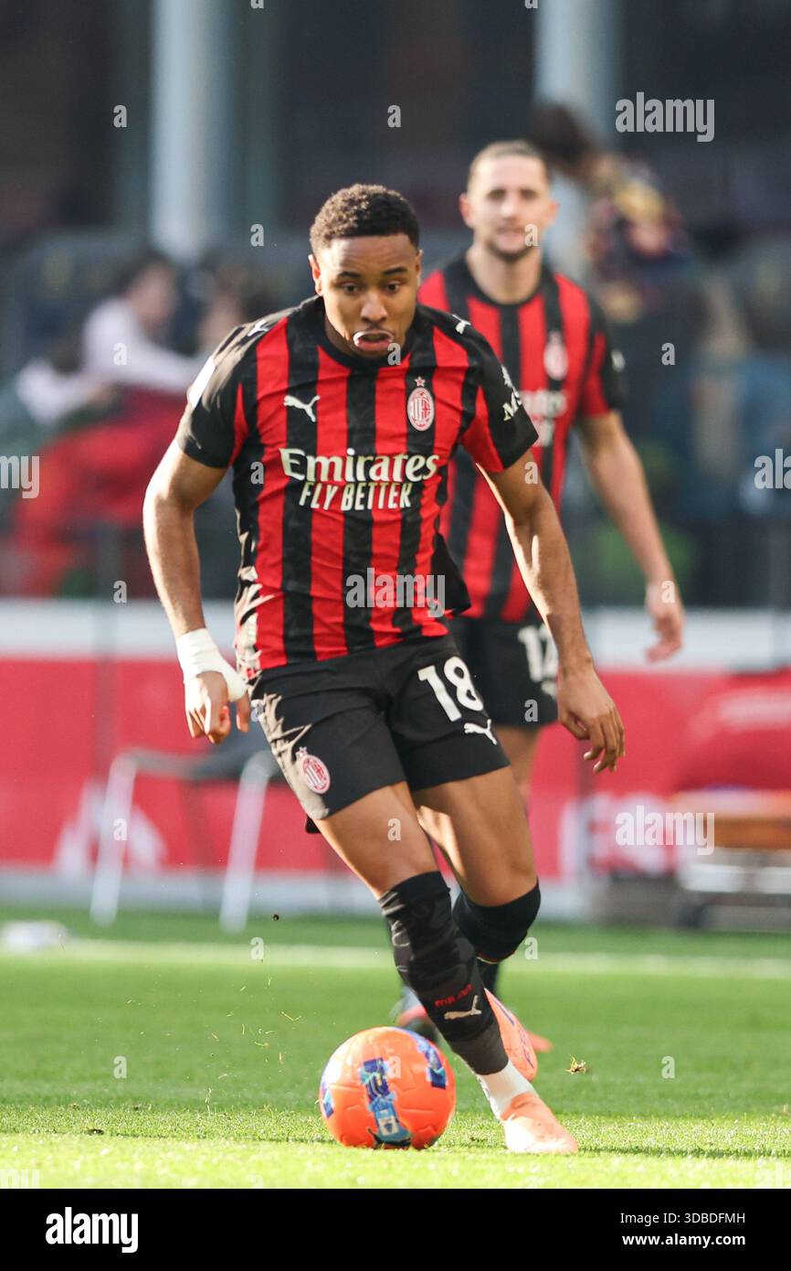 Christopher Nkunku of AC Milan is seen in action during the SERIE A ...