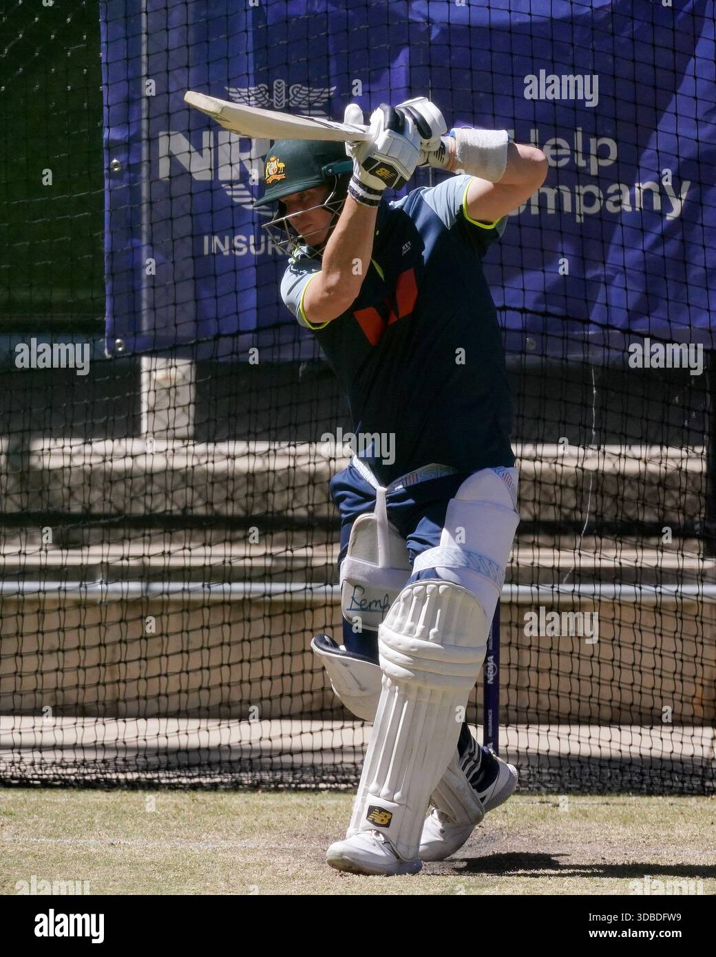 Australia's Steve Smith bats during a nets session at the Adelaide Oval ...