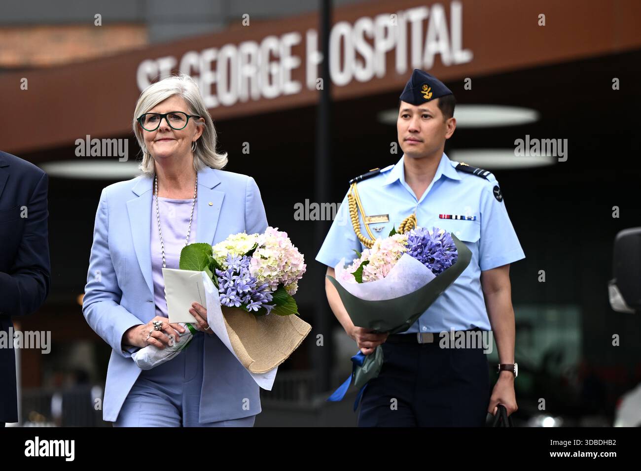 Governor-General of Australia Sam Mostyn (left) arrives at St George ...