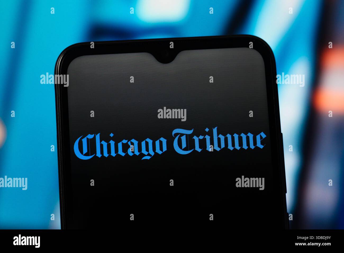 In this photo illustration, the Chicago Tribune logo is seen displayed ...