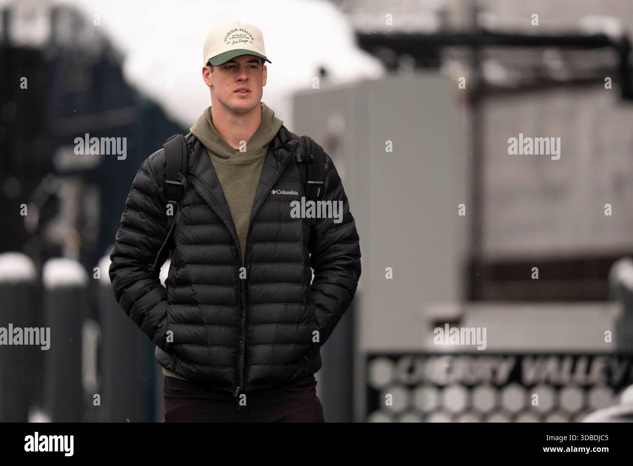 Philadelphia Eagles quarterback Tanner McKee arrive prior to an NFL ...