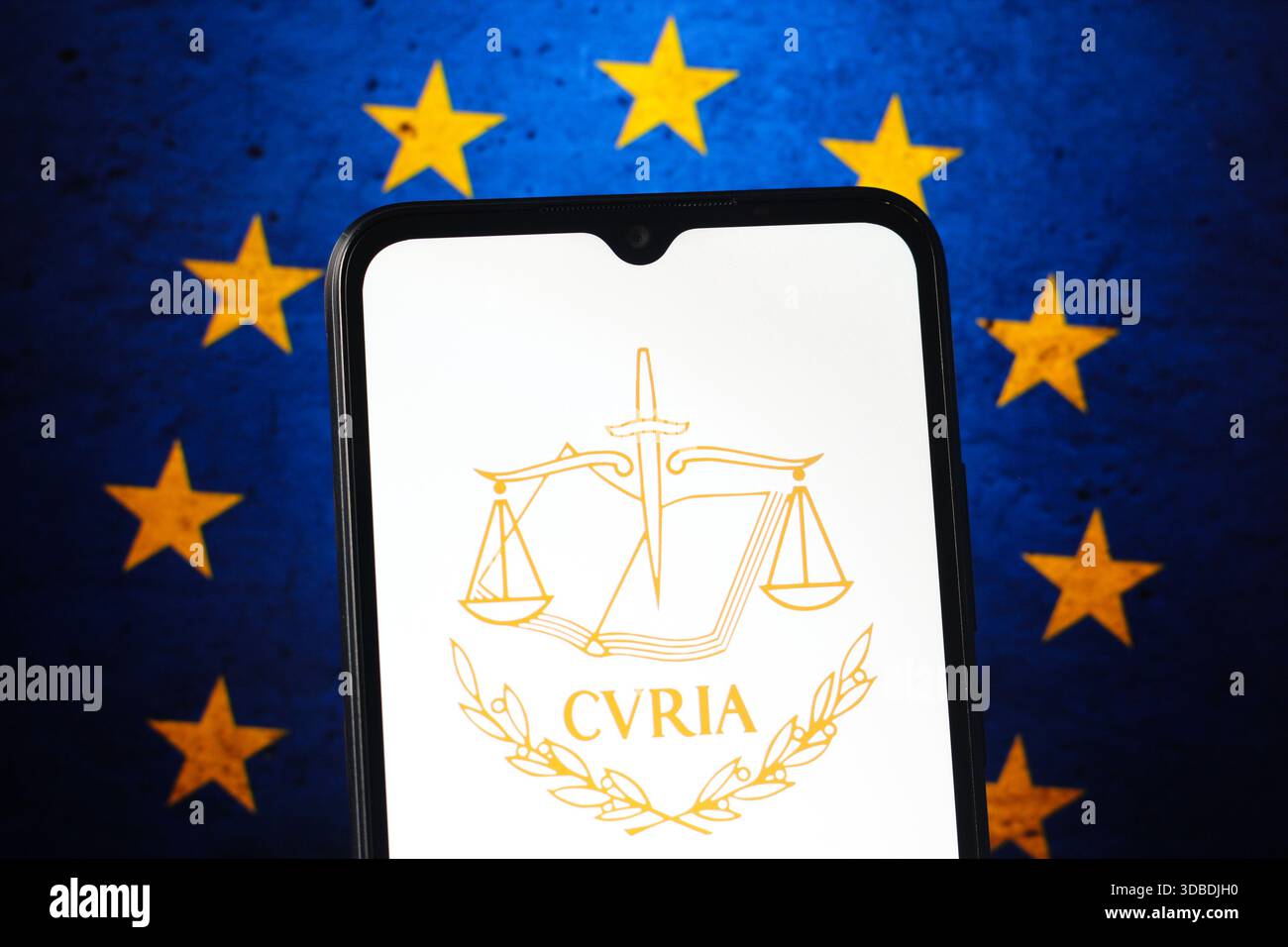 In this photo illustration, the Court of Justice of the European Union ...